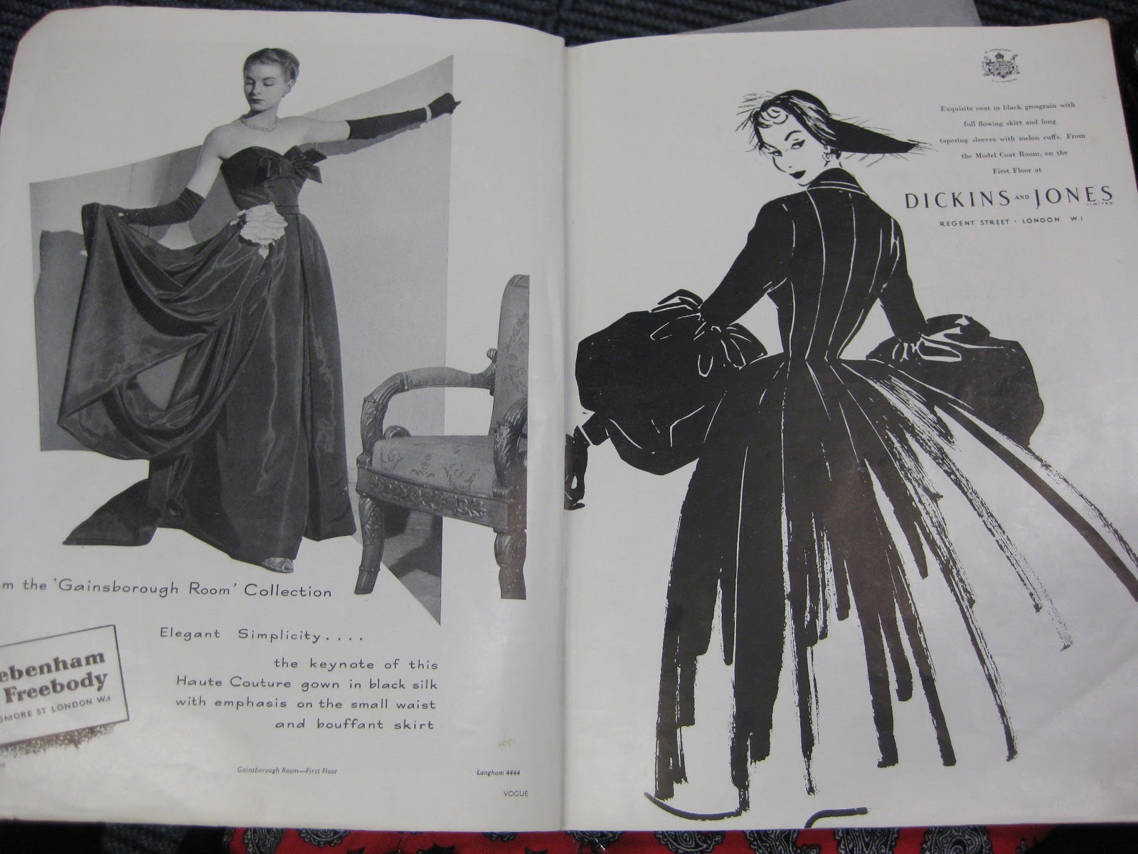 1950's fashion decades.( COP): 1950's Vogue Magazine.
